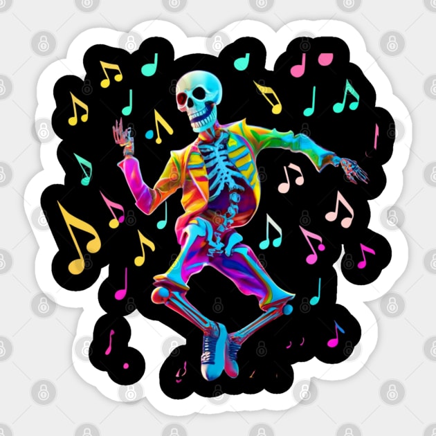 Dancing Skeleton Rainbow - Dancing Skeleton Rainbow - Sticker | TeePublic